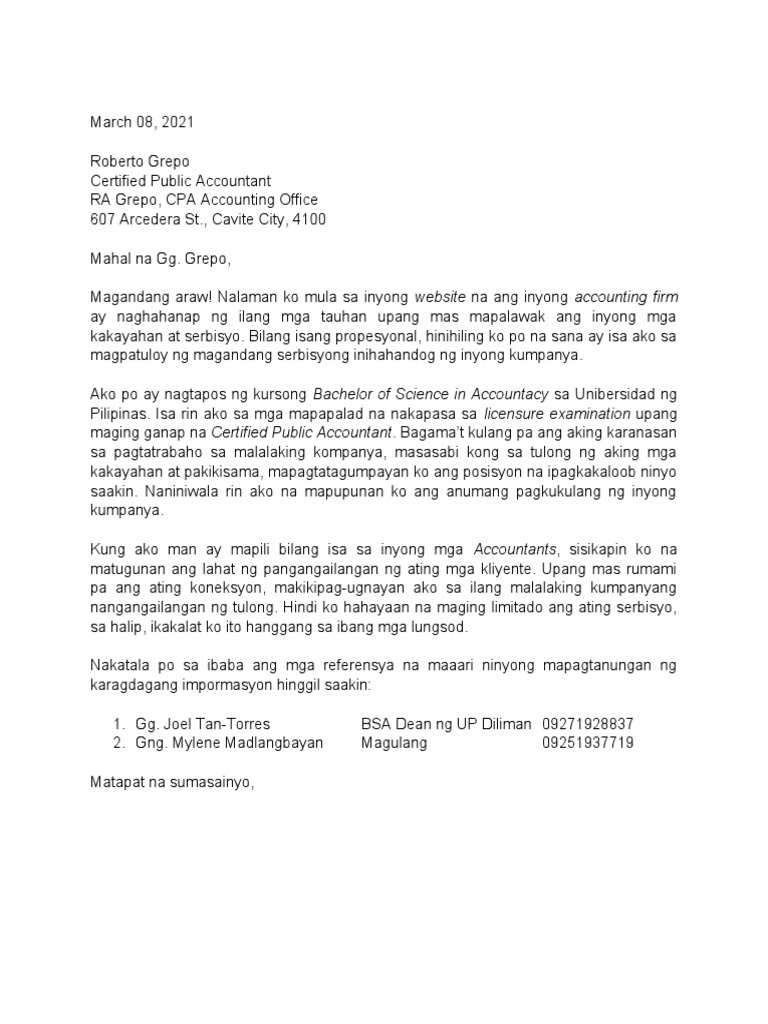 Liham Aplikasyon | PDF