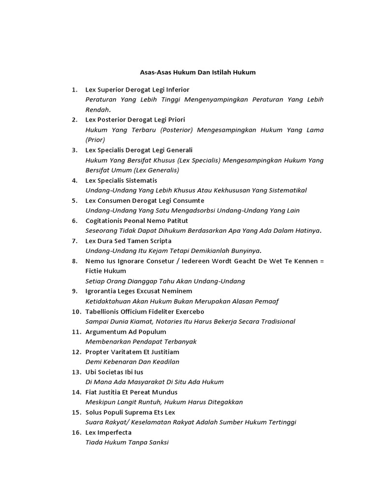 Adagium Hukum dan Prinsip Dasar | PDF | Politik | Ilmu Sosial