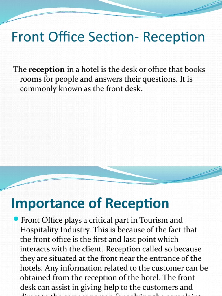 Front Office Section-Reception | PDF