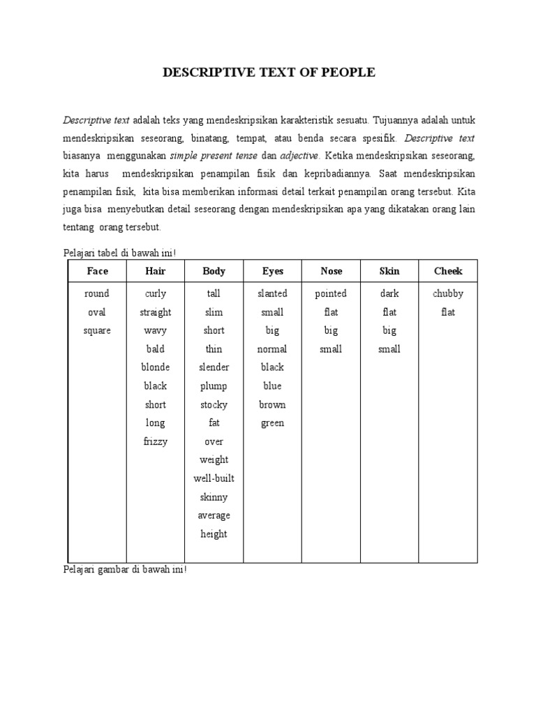 Descriptive Text of People | PDF | Human Head And Neck | Human Appearance