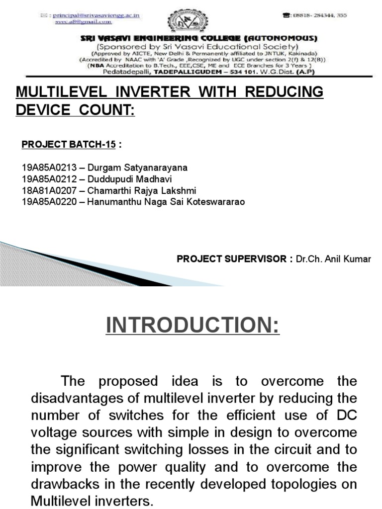 Multilevel Inverter With Reducing Device Count:: Project Batch-15 | PDF ...