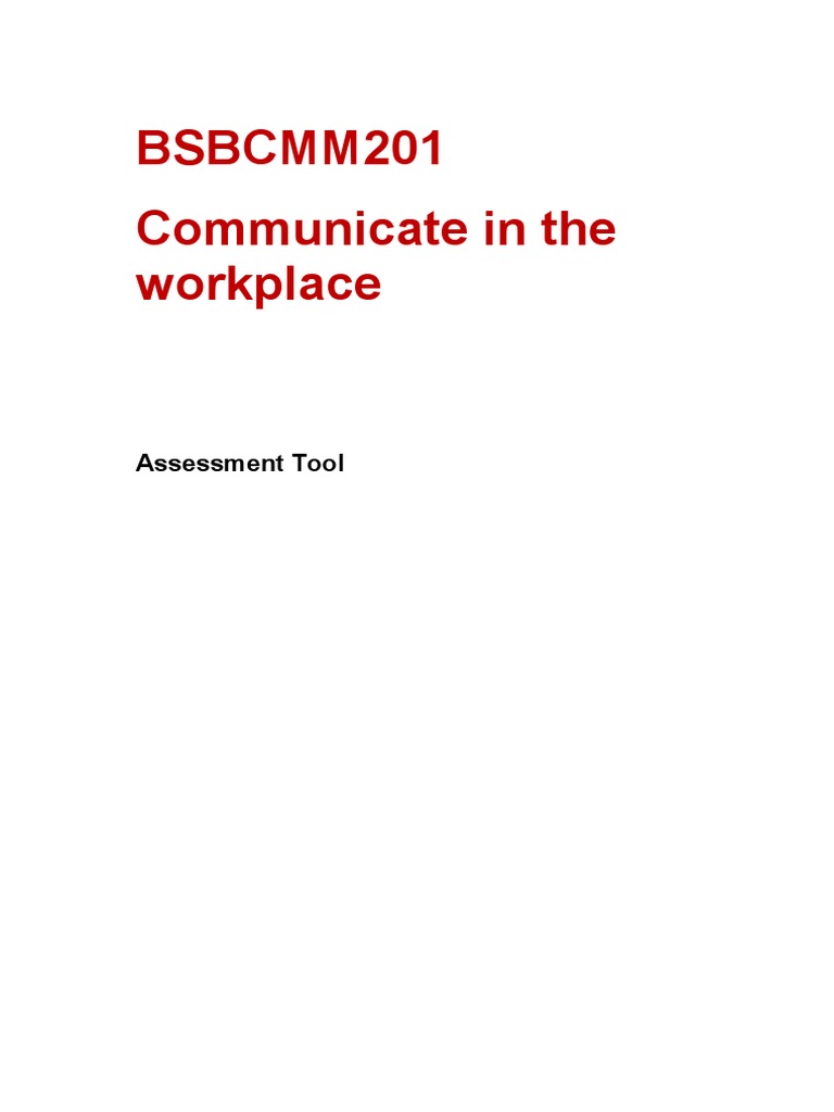 BSBCMM201 AssessTool 1-0 | PDF