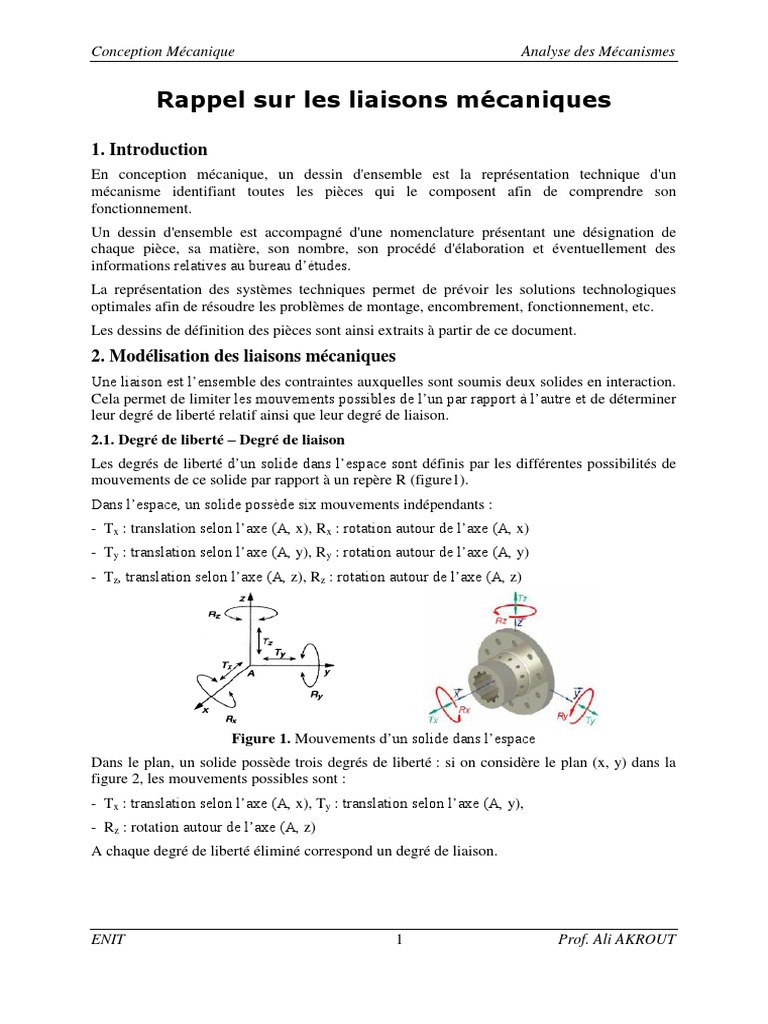 Types de liaisons mécaniques expliqués | PDF | Ingénierie mécanique ...