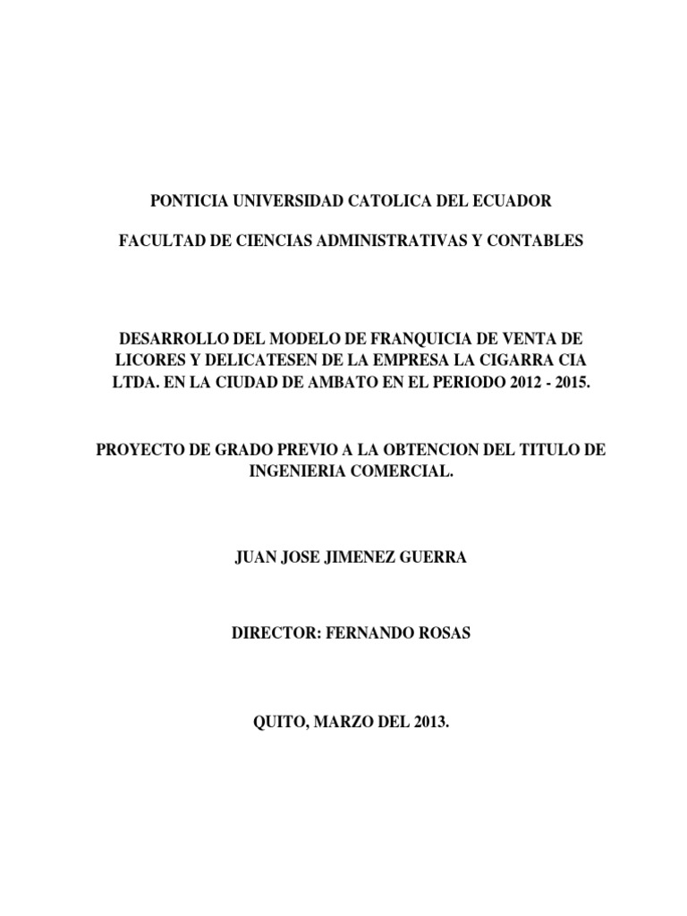 Proyecto Licorera Franquicia | PDF | Franquiciamiento | Publicidad