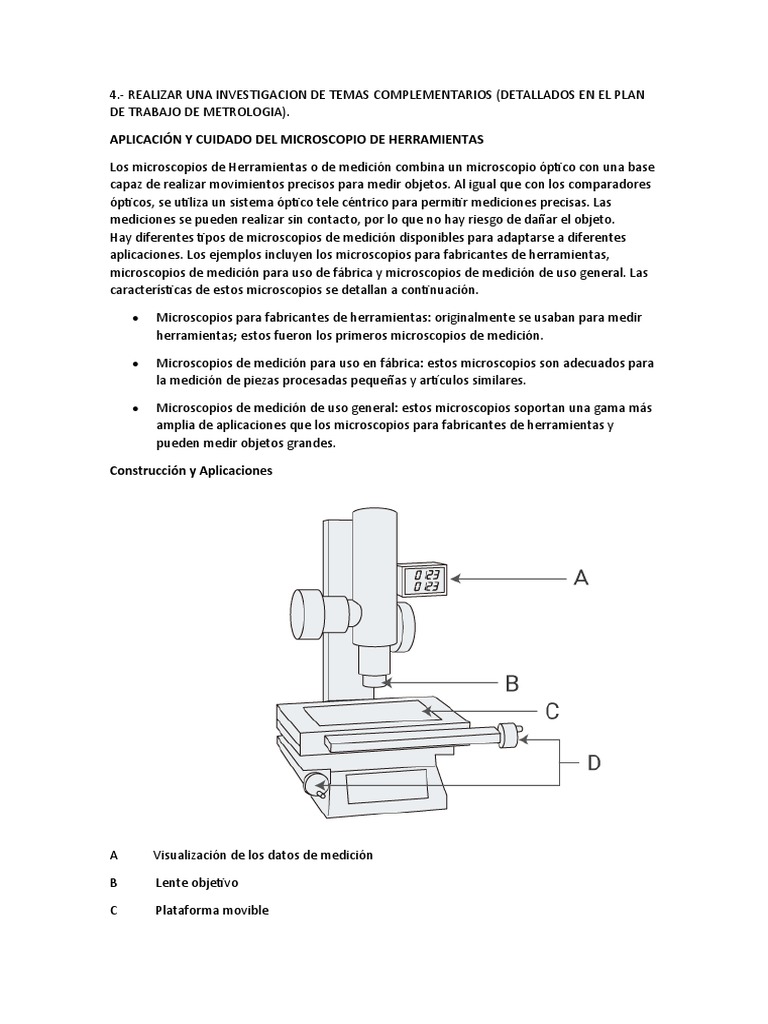 Aplicación y cuidado del microscopio de medición: características, uso ...