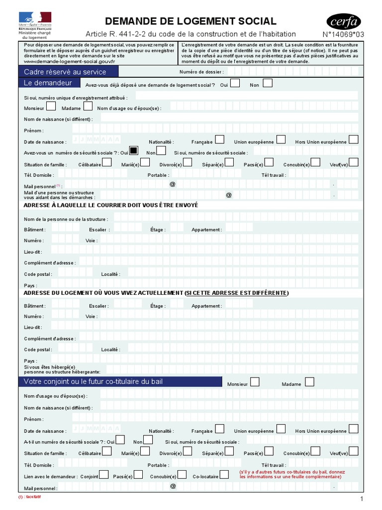 Cerfa Demande de Logement Social | Download Free PDF | Logement ...