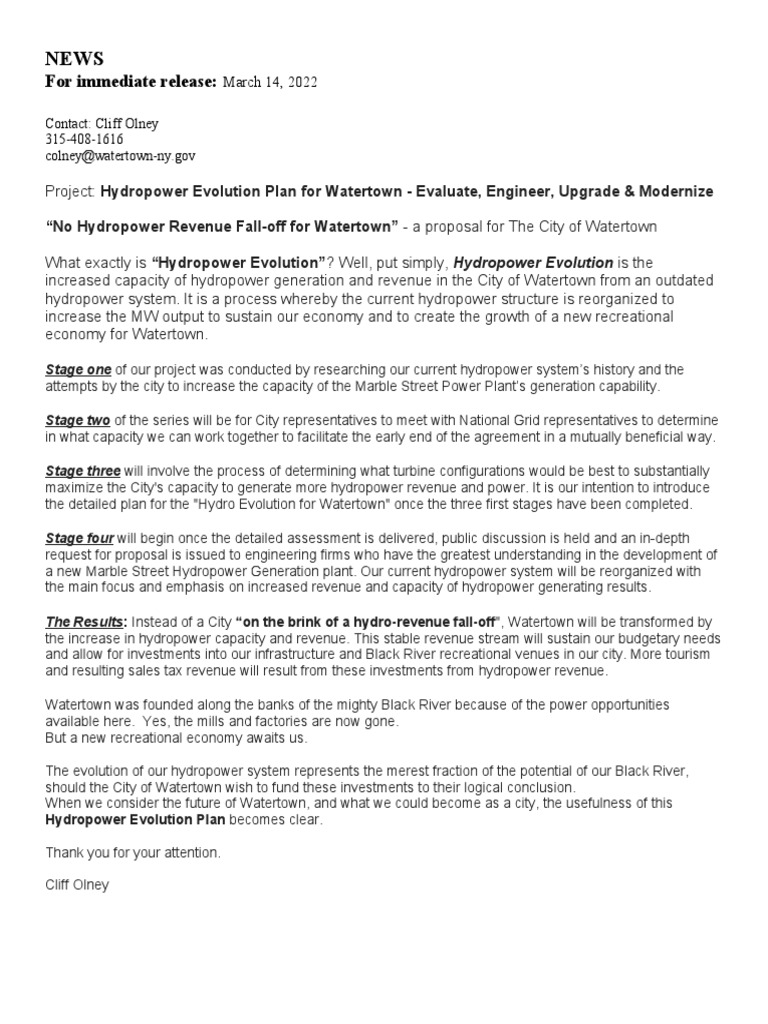 Councilman Cliff Olney: Hydropower Primer - March 2022 | PDF ...