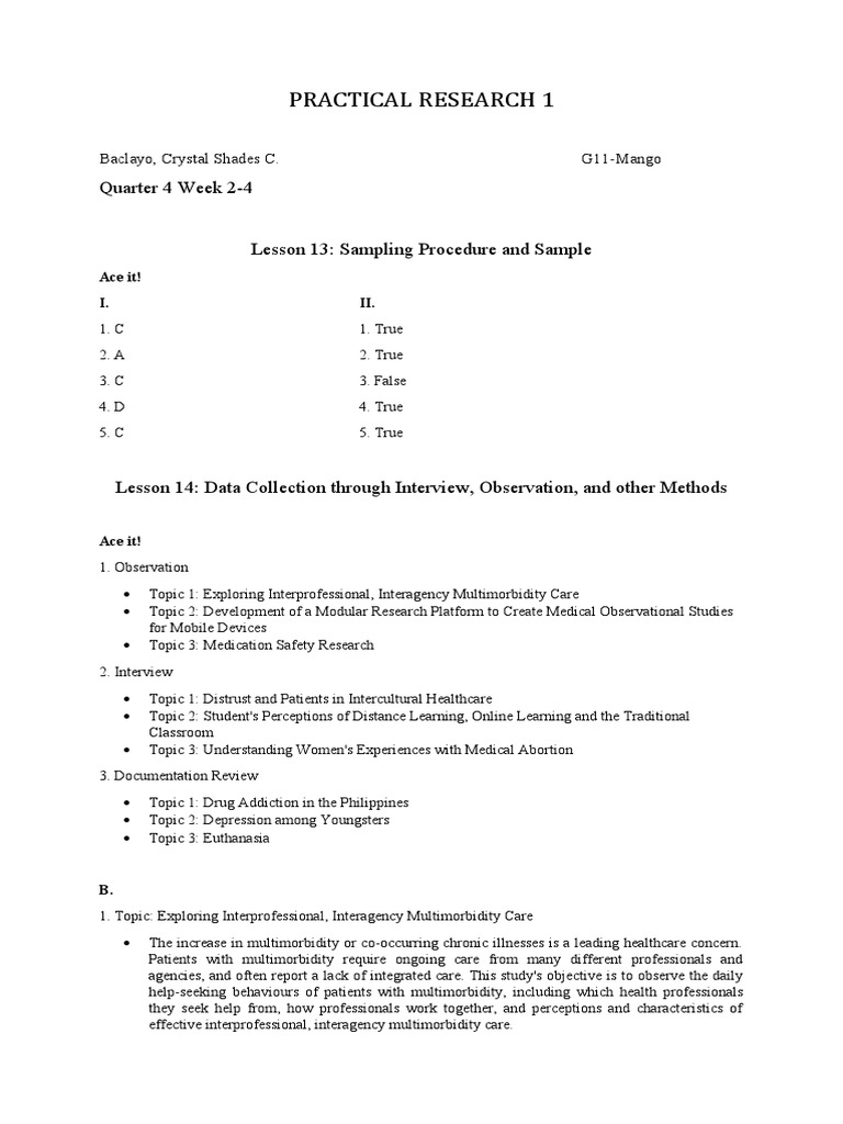 Practical Research Methods | PDF | Health Care | Experience