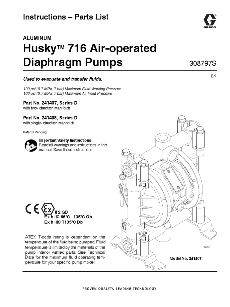 Husky 716 Air-Operated Diaphragm Pumps: Instructions - Parts List | PDF ...