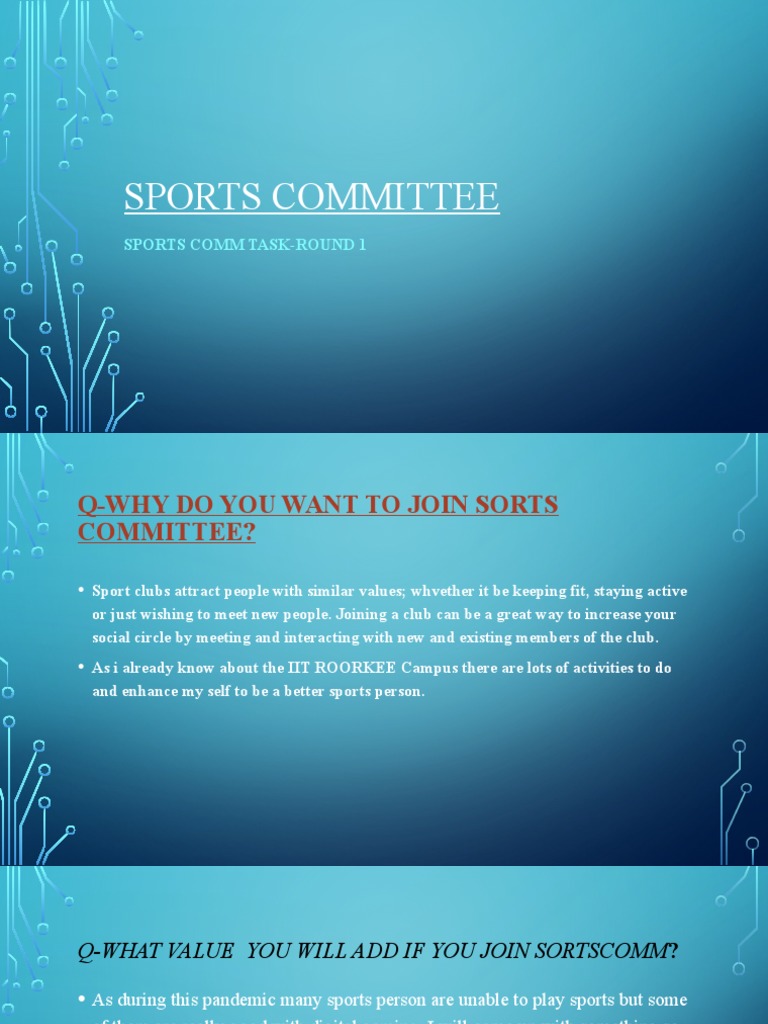 Sports Committee: Sports Comm Task-Round 1 | PDF