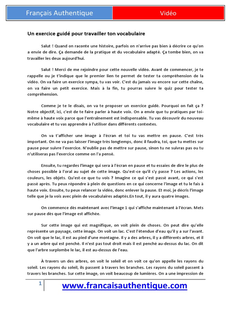 C'est Genial Un+exercice+guide+pour+travailler+ton+vocabulaire | PDF | Vidéo