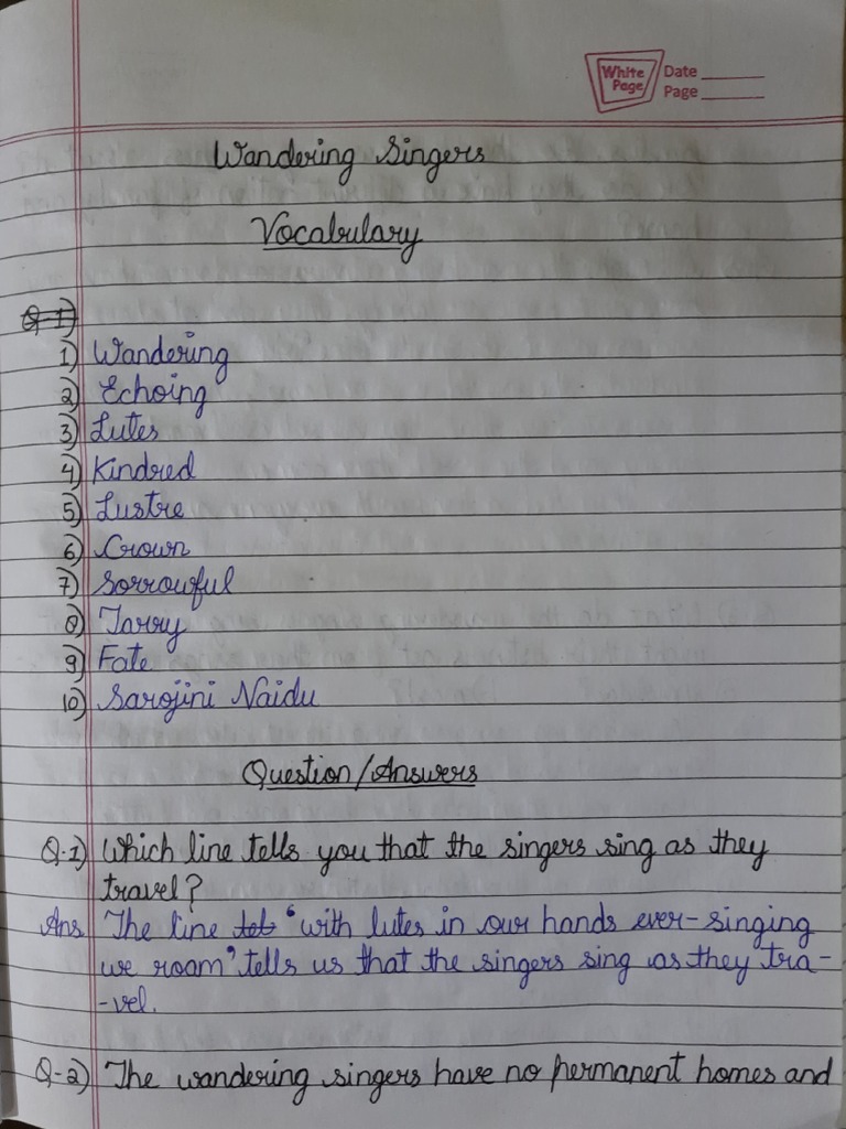 Yash Kumar Singh 7B English Poem - Wandering Singers | PDF