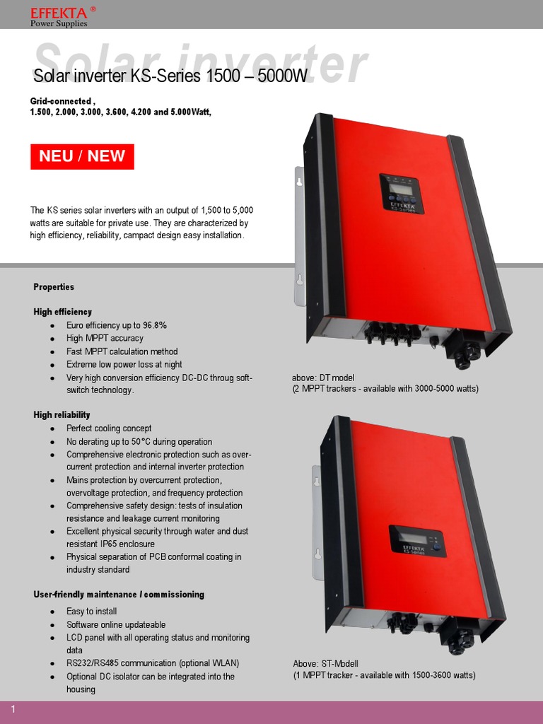 Solar Inverter KS-Series 1500 - 5000W | PDF | Alternating Current ...