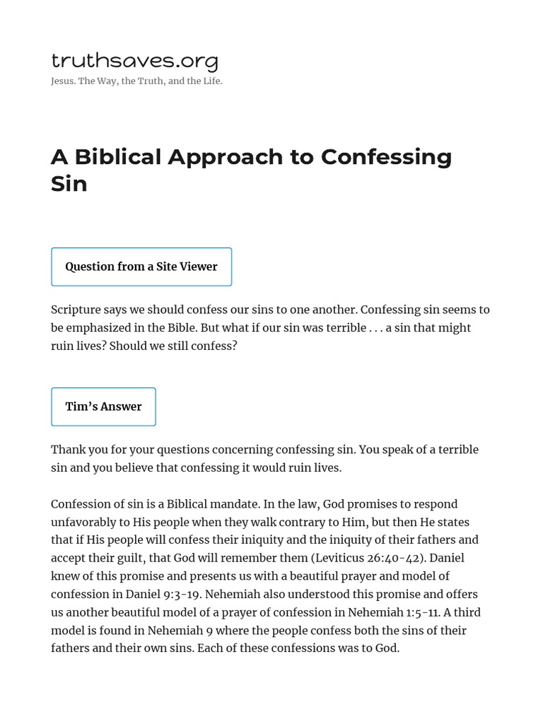 A Biblical Approach To Confessing Sin | PDF | Confession (Religion ...
