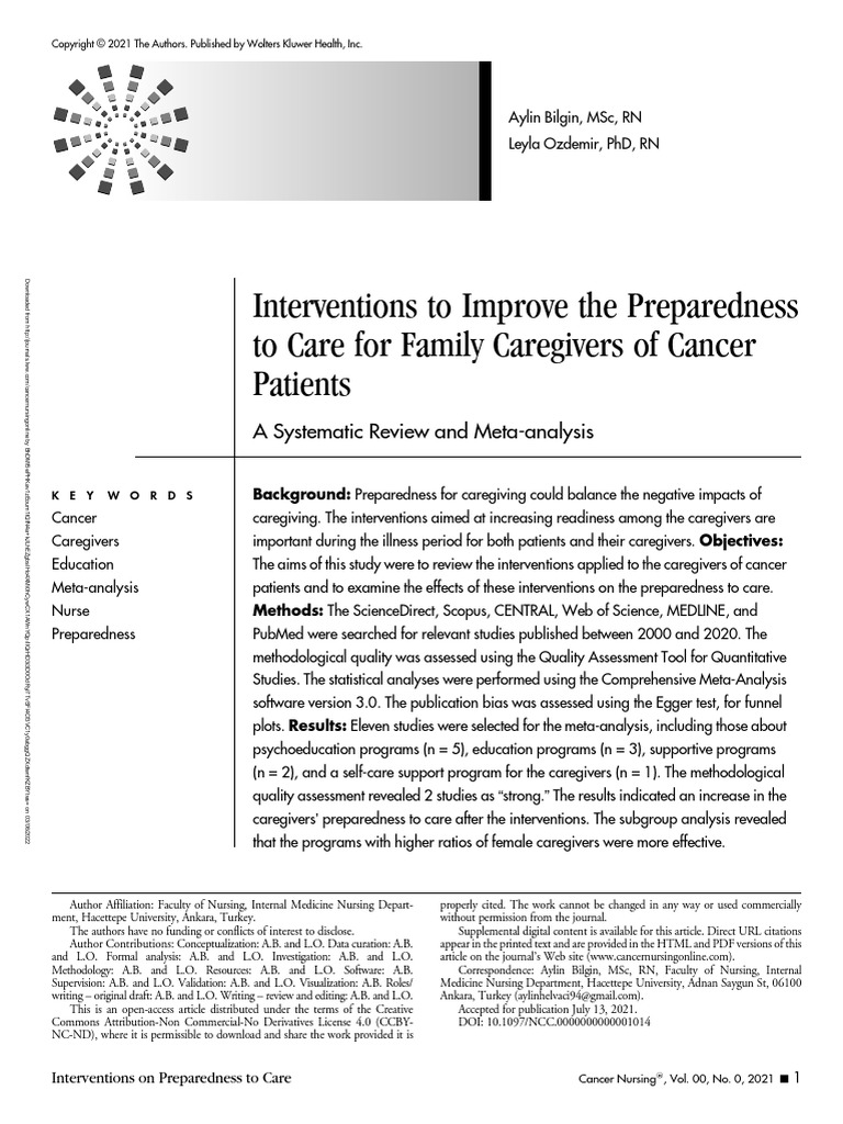Interventions To Improve The Preparedness To Care.98781 | PDF ...