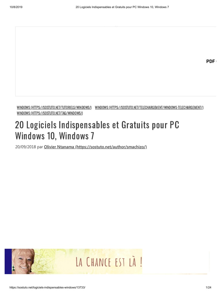 20 Logiciels Indispensables Et Gratuits Pour PC Windows 10, Windows 7 | Download Free PDF ...