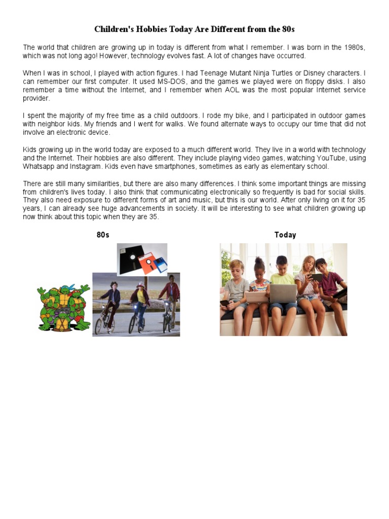 Children's Hobbies Today Are Different From The 80s | PDF