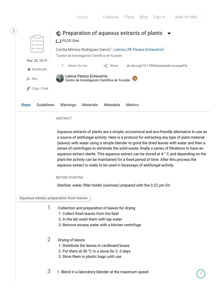 Preparation of Aqueous Extracts of Plants | PDF | Filtration | Centrifuge