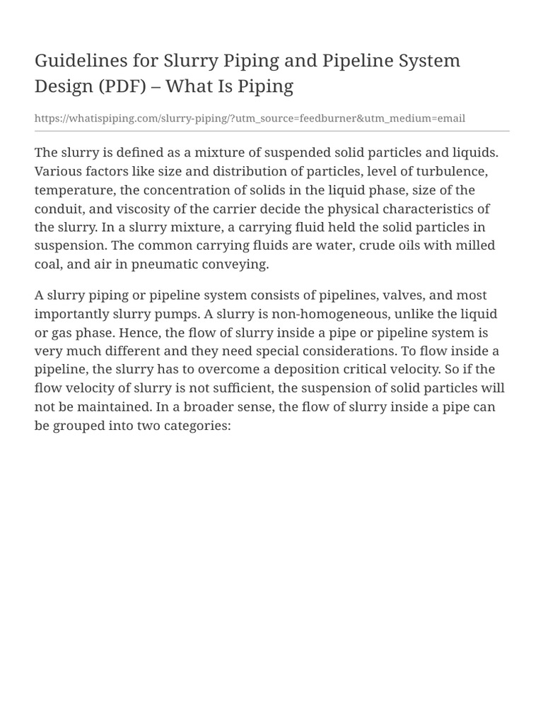 Guidelines For Slurry Piping | PDF | Liquids | Fluid Dynamics