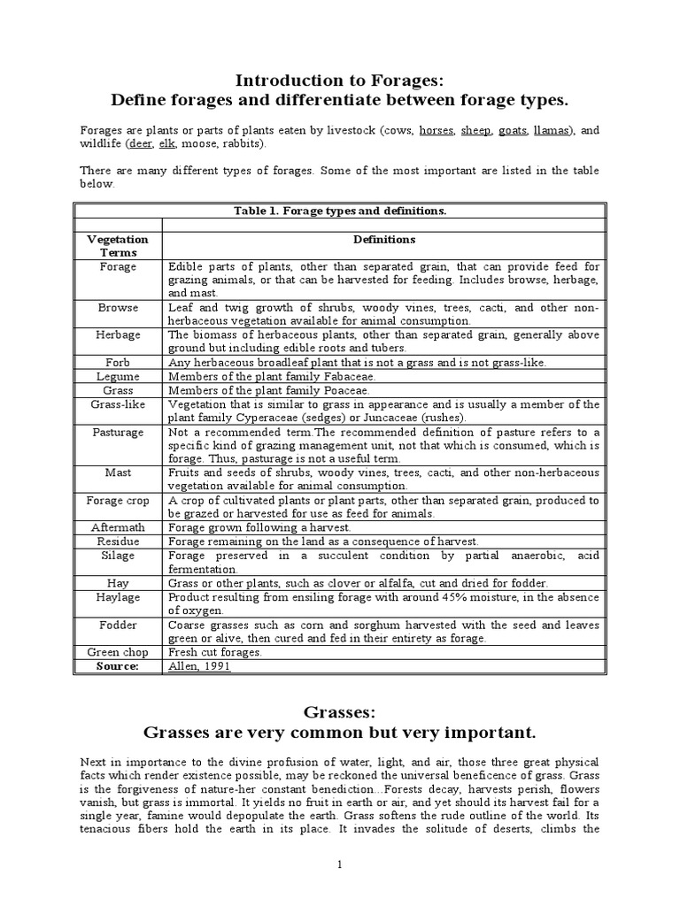 Introduction To Forages | PDF | Legume | Plants