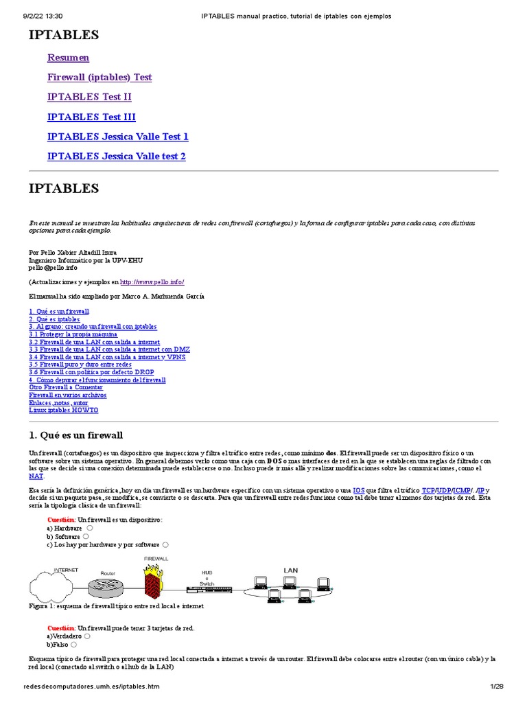 IPTABLES Manual Practico, Tutorial de Iptables Con Ejemplos | PDF | Cortafuegos (informática ...