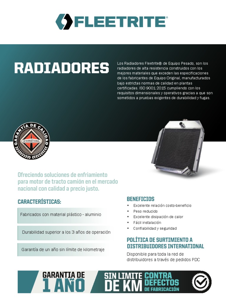 Ficha Tecnica Radiadores Fleetrite | PDF