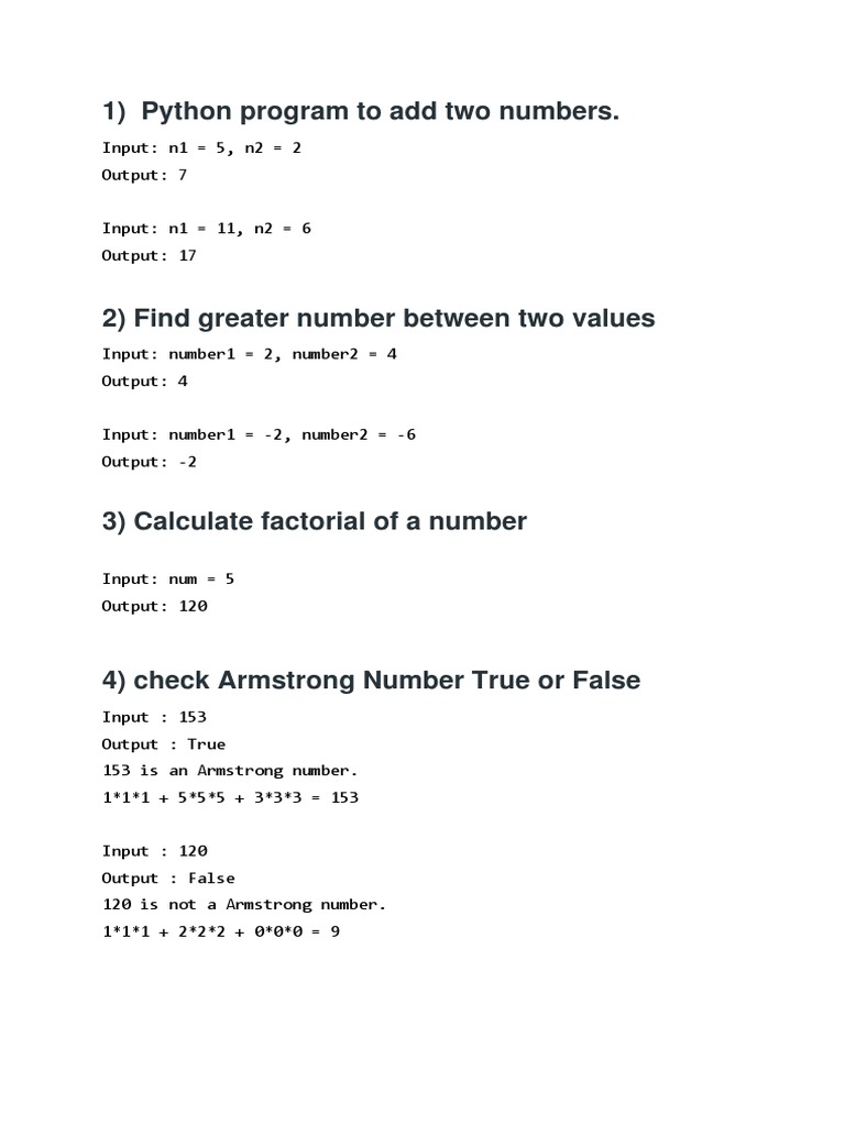 1) Python Program To Add Two Numbers | PDF | Numbers | Computer Programming