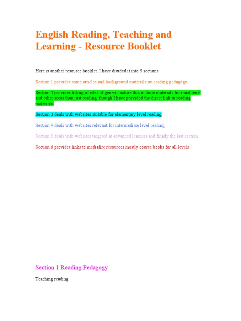 English Reading Teaching and Learning | PDF | Reading Comprehension ...