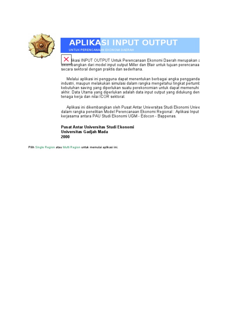 Aplikasi Analysis Input Output UGm | PDF