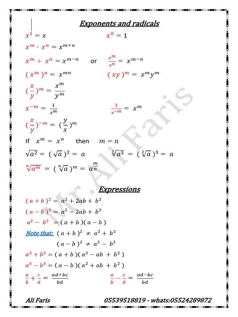 SAT Rules-Mr - Ali | PDF | Triangle | Area