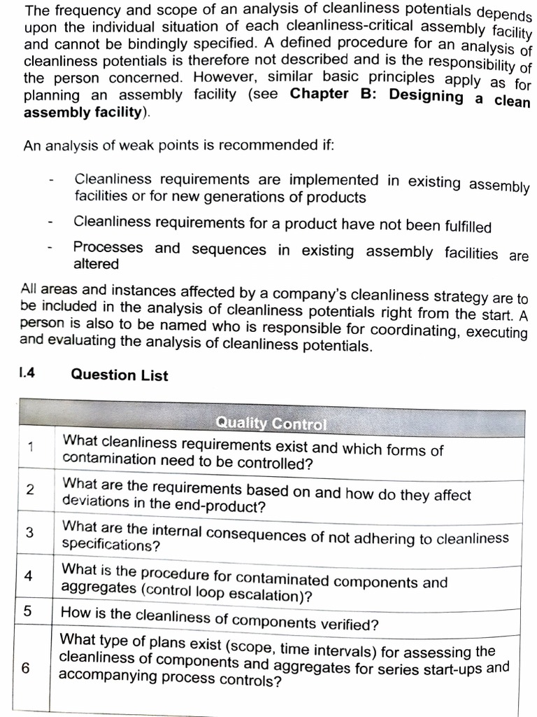 VDA 19 Part 2 - Alan Temizlik Şartları | PDF