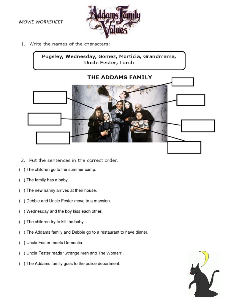 Addams Family Values Worksheet | PDF