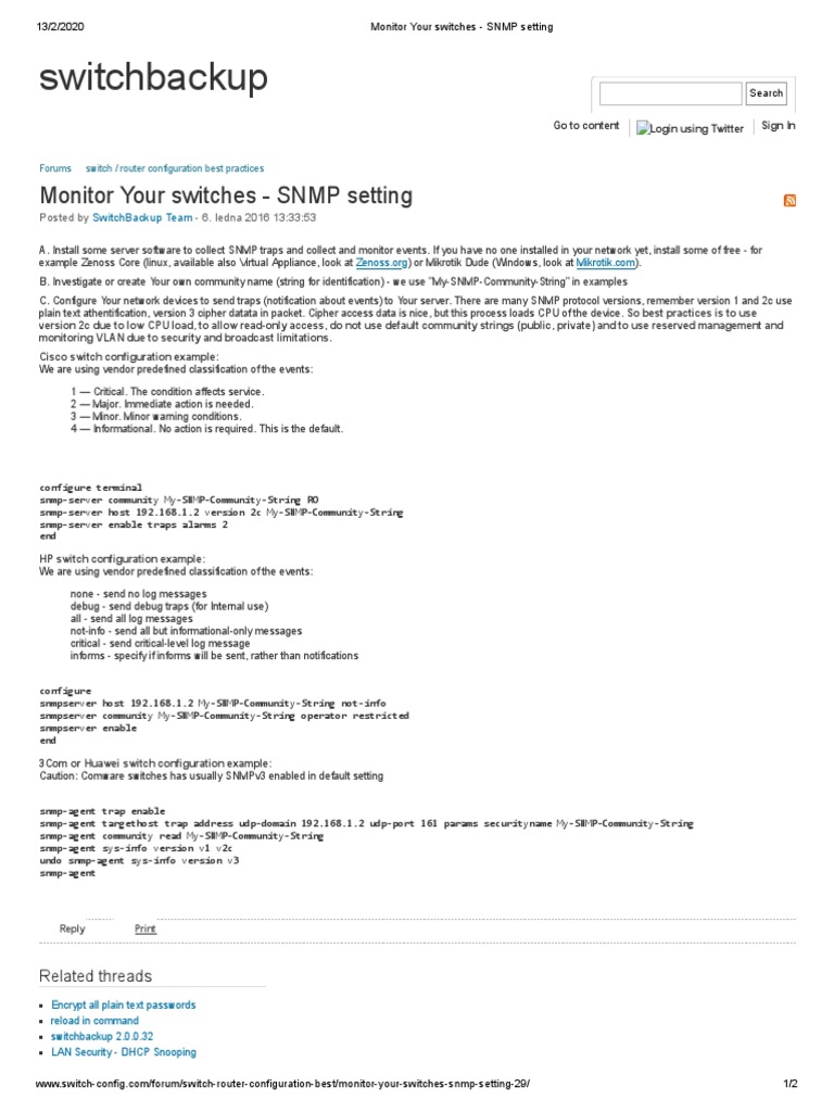 Monitor Your Switches - SNMP Setting | PDF | Computer Architecture ...