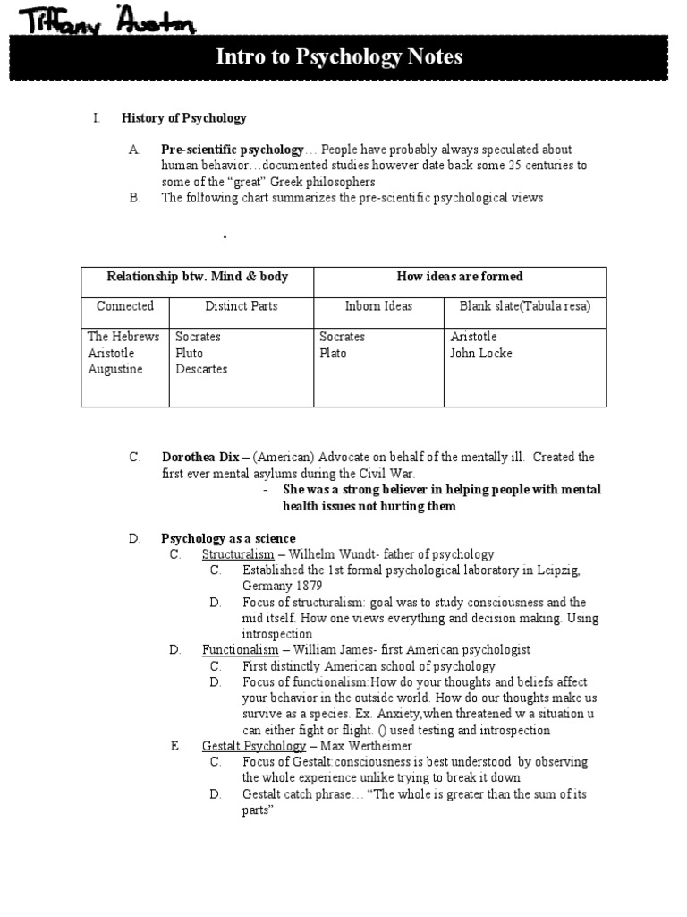 U1 Class Note Outlines | PDF | Null Hypothesis | Psychology