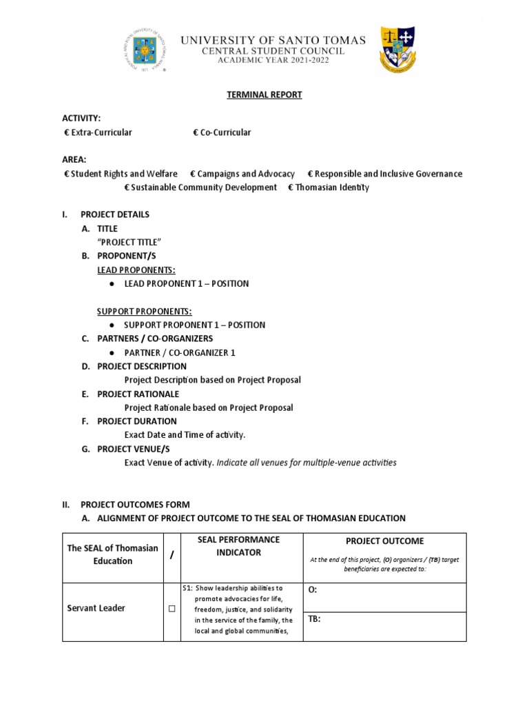 Terminal Report Guidelines for Students | PDF | Economy And The ...