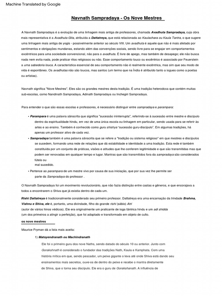 Navnath-Sampradaya Traduzido | PDF | Guru | Tantra