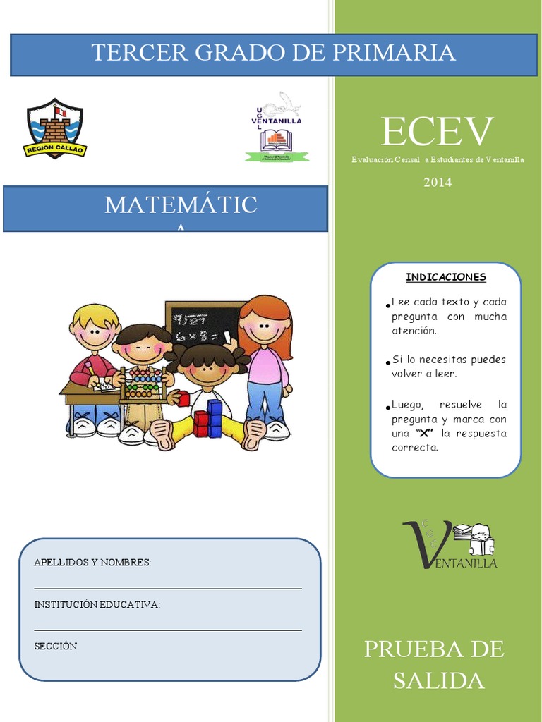 Evaluación Matemática Tercer Grado 2013 | PDF
