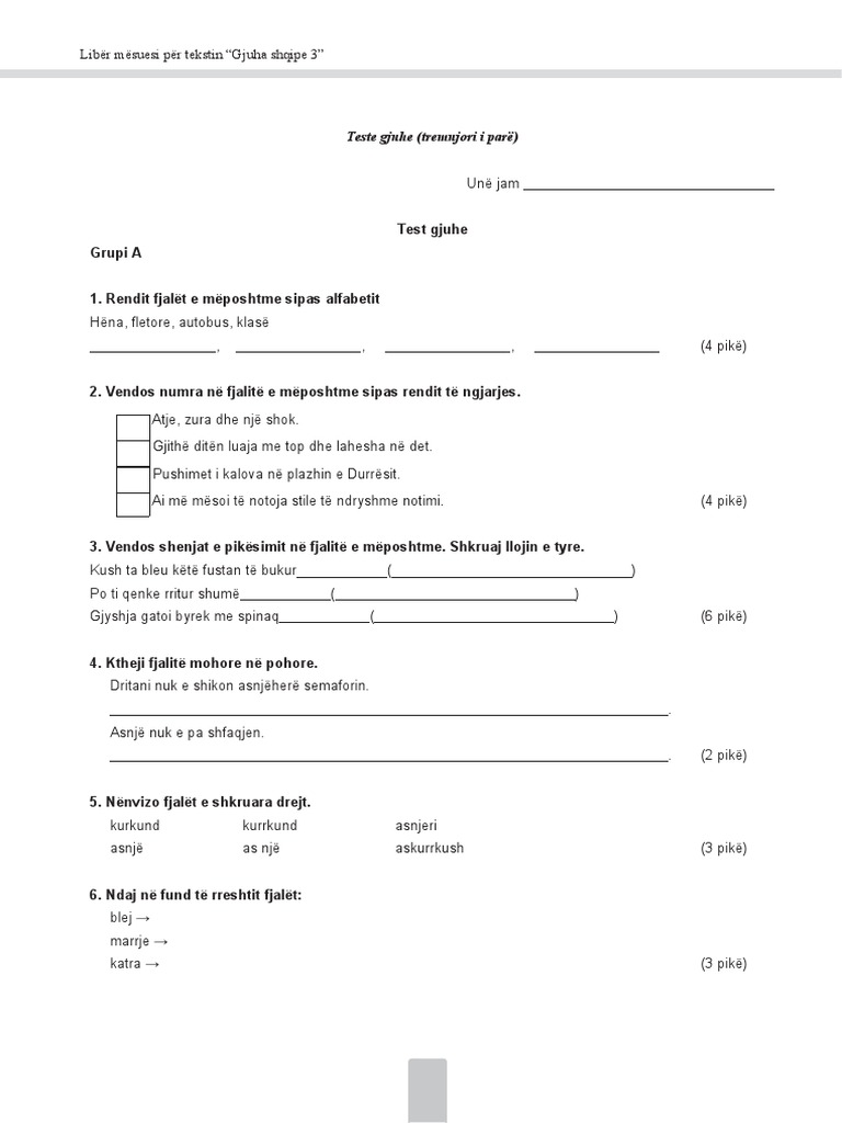 Teste Gjuha Shqipe 3 Pdf