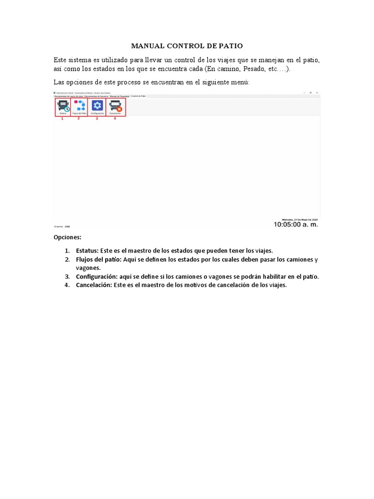 Manual de Control de Patio | PDF | Ventana (informática) | Ingeniería de software