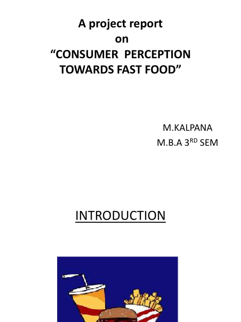 A Project Report | PDF | Fast Food | Consumer Behaviour