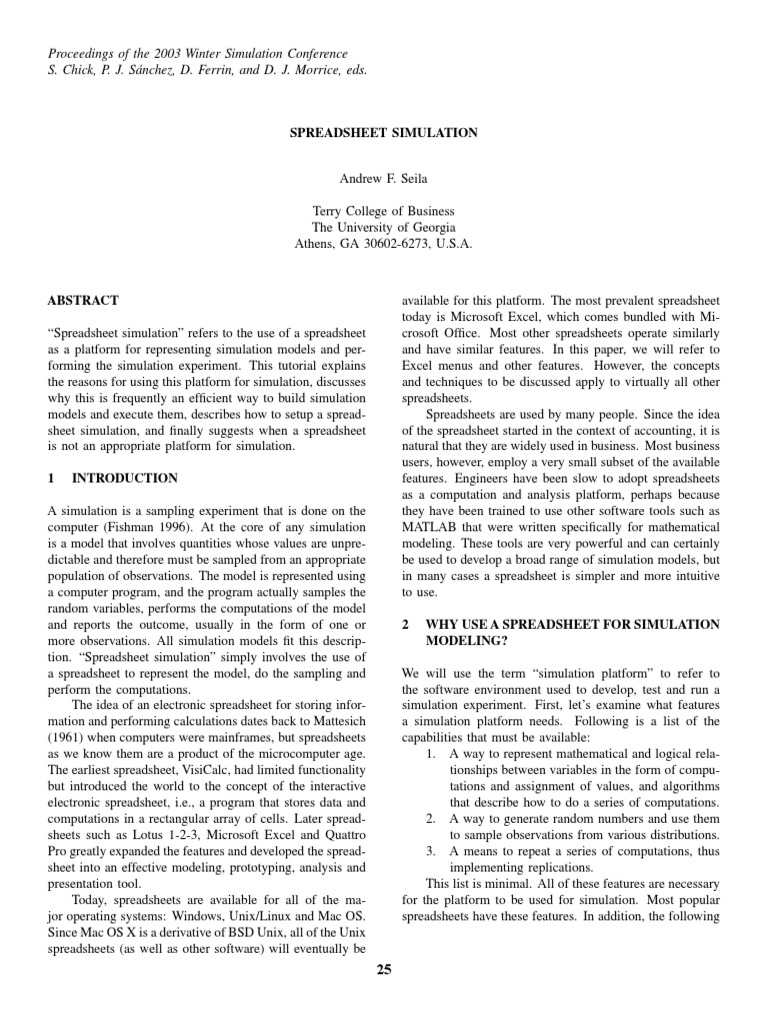 Spreadsheet Simulation | PDF | Spreadsheet | Simulation