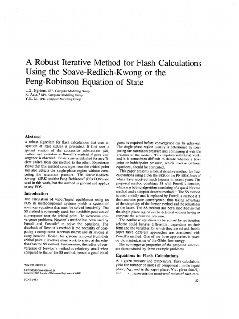 Robust Method Flash Calculations | PDF | Physical Chemistry | Mathematics
