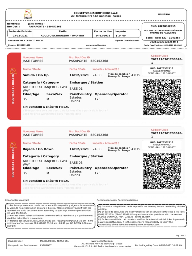 Bus Ticket | PDF