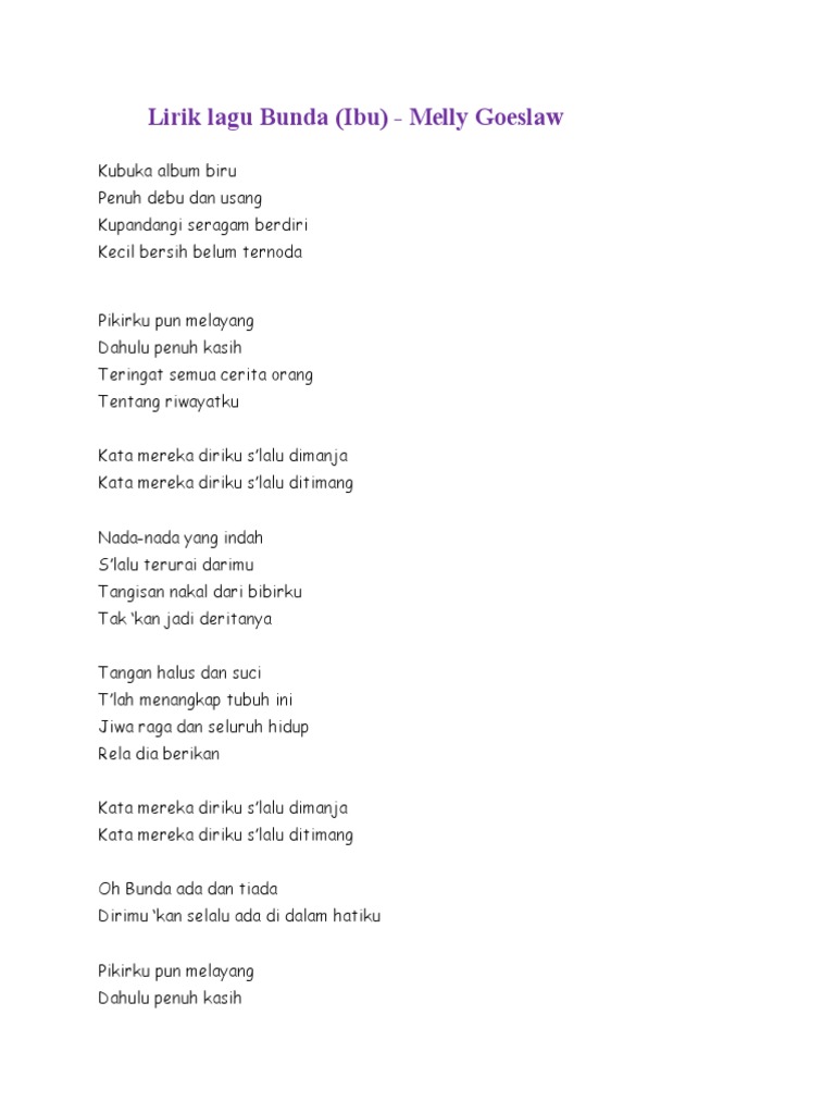 Lirik Lagu Bunda | PDF