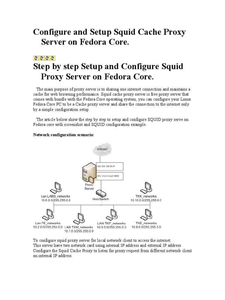 Configure and Setup Squid Cache Proxy Server On Fedora Core | PDF | Proxy Server | Port ...
