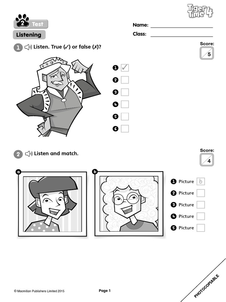 Tiger Time 4 - Unit Test 2 | PDF | Human Hair | Hair