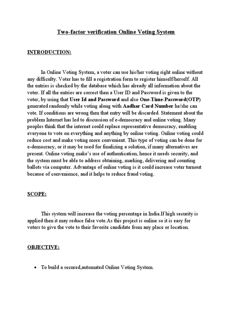 Two-Factor Verification Online Voting System | PDF | Electronic Voting | Voting