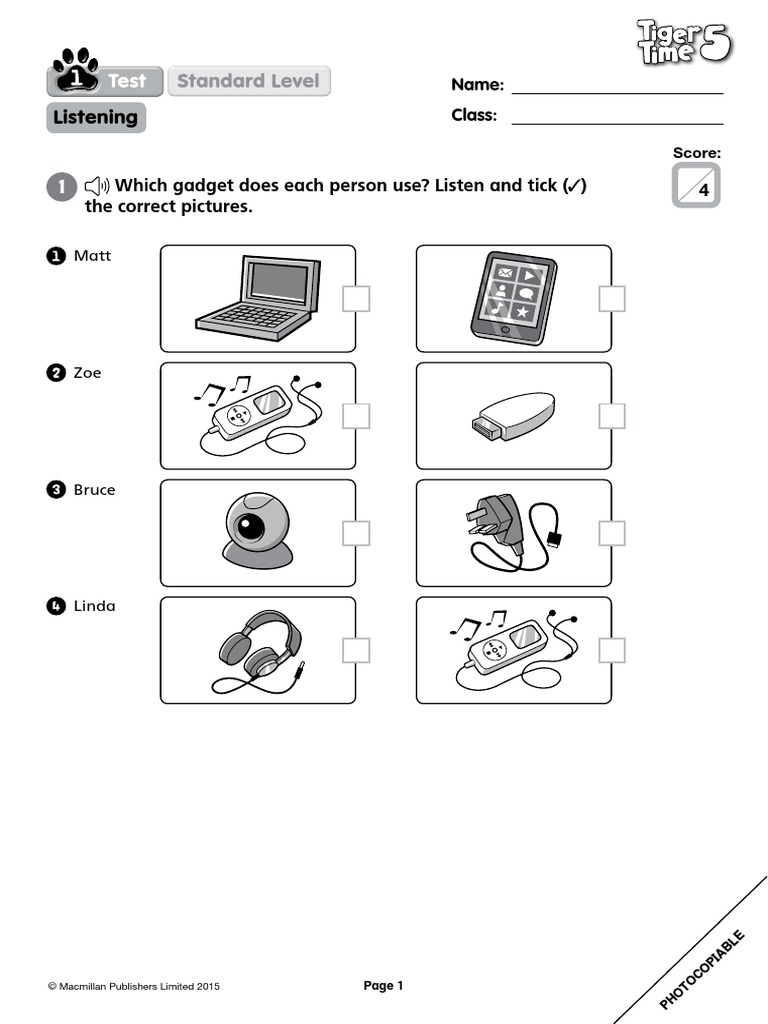 Tiger Time 5 - Unit Test 1 | PDF