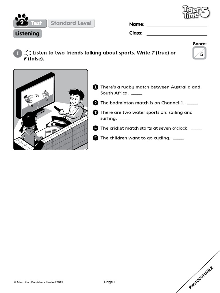 Tiger Time 5 - Unit Test 2 | PDF | Test Cricket | Sports