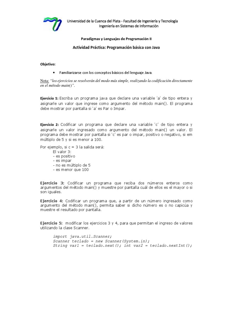 Actividad Practica Nro 1 - PLP II | PDF | Java (lenguaje de ...
